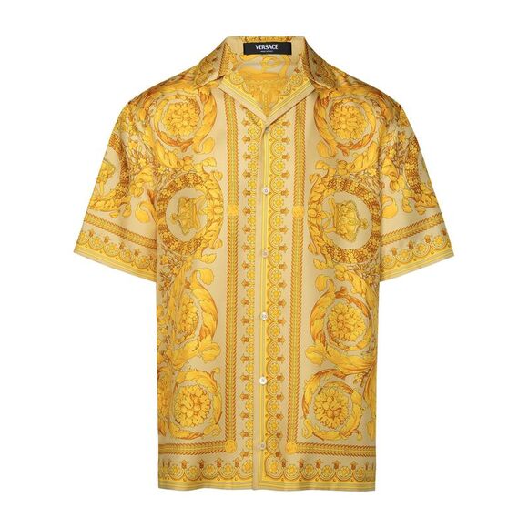 Versace | Sweaters | Versace Barocco Gold Silk Shirt | Poshmark